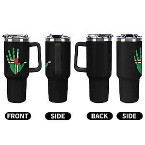 Dominica Flag Palm Print 40oz Water Bottle Double Wall Insulated Tumbler with Handle Leakproof Travel Mug Black-style