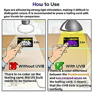 Fischuel Reptile Heat Lamp with Clamp,Dimmable Switch(Bulb Included) & UV Teating Card, Quick Test UVB Sensor, Over 500 Times Reusable (2 Packs)