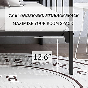 AUFANK Twin Size Daybed Frame Strong Metal Slats Platform Base Box Spring Replacement Bed Sofa for Living Room Guest Room Black