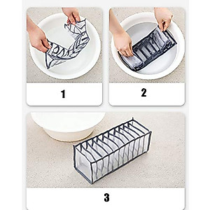 Narvei Underwear Drawer Organizer 1 Pc Foldable Closet Clothes Dividers Boxes Includes 7/11 Cell Collapsible Closet Compartments Storage Box for Bras Socks Underpants Panties and Ties (Black-11)
