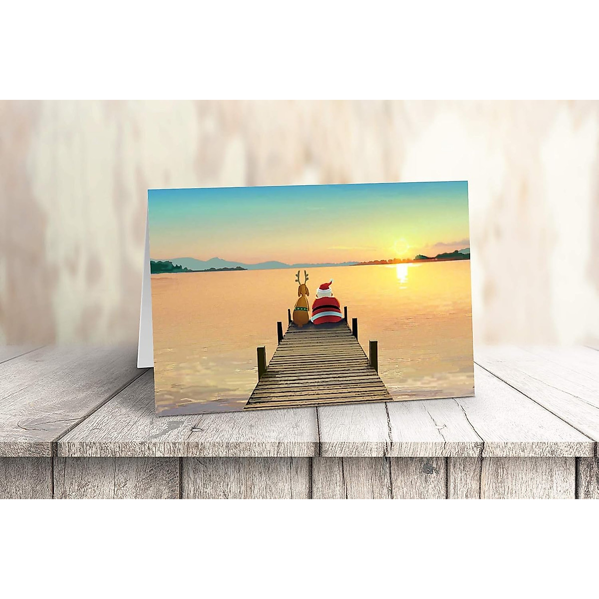 Stonehouse Collection | Dock Sunset Christmas Card | 18 Boxed Holiday Cards and Envelopes | USA Made | Boating, Beach, Nautical