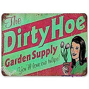 Eletina Retro Metal Sign/Dirty Hoe Garden Supply Vintage Metal Sign Sun Surf Sand CA Steel Not Sign Retro Look Home Club bar Wall Art Decoration Metal Tin Sign 12 X 8 inch