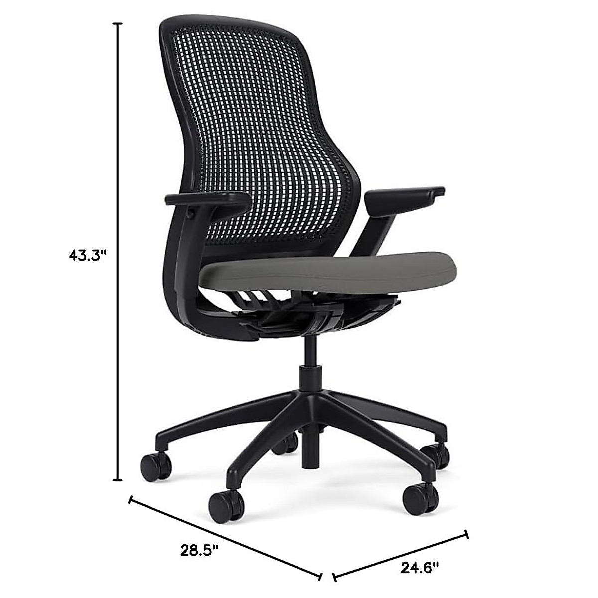 Knoll Regeneration Adjustable Ergonomic Office Desk Chair with Flex Back, Onyx/Pebble