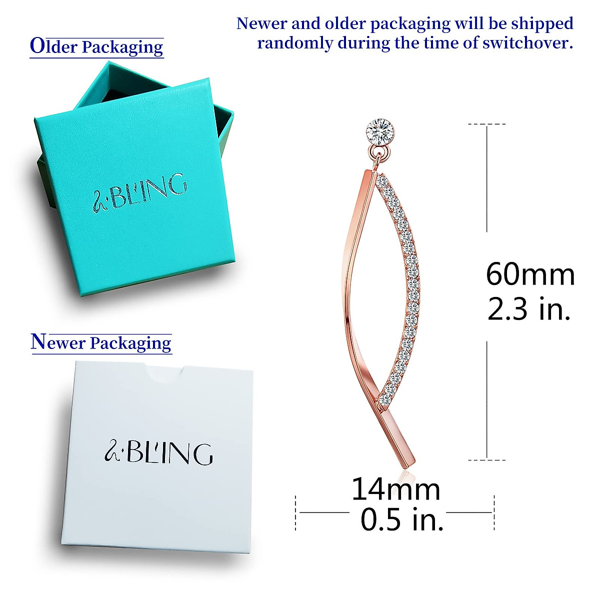 SBLING 18K Rose Gold Plated Cubic Zirconia Drop Earrings (1.5 cttw)