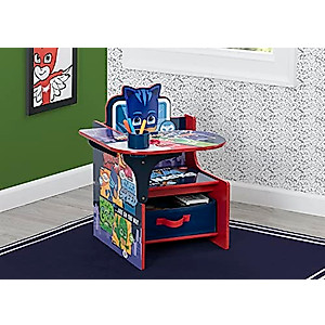 Delta Children Chair Desk with Storage Bin + Design and Store 6 Bin Toy Storage Organizer, PJ Masks (Bundle)