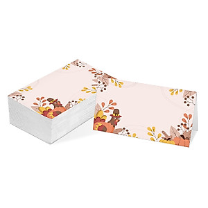 Table Place Card, Fall Thanksgiving Themed Tent Style Cards, Pack of 25 Half-Fold Reception Place Card with Turkey, Perfect for Thanksgiving Dinner, Party, Birthday, Wedding, Banquet A12