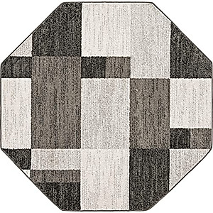 Unique Loom Autumn Collection Area Rug - Providence (5' 3" Octagon, Gray/ Ivory)