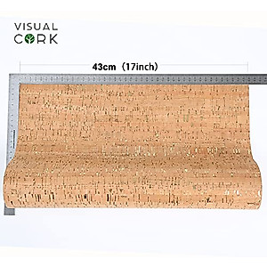 VISUAL CORK Normal Thin Cork Fabric by The Yard Eco-Friendly Faux Leather Upholstery Fabric 17inch× 362inch (43cm× 920cm) Wallpapers Craft Materials