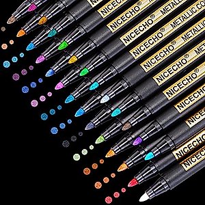 26 Colors Medium Tip Metallic Paint Pens, Colored Markers for Black paper, Easter Egg, Art Rock Painting, Card Making, Scrapbook Crafts, DIY Photo Album