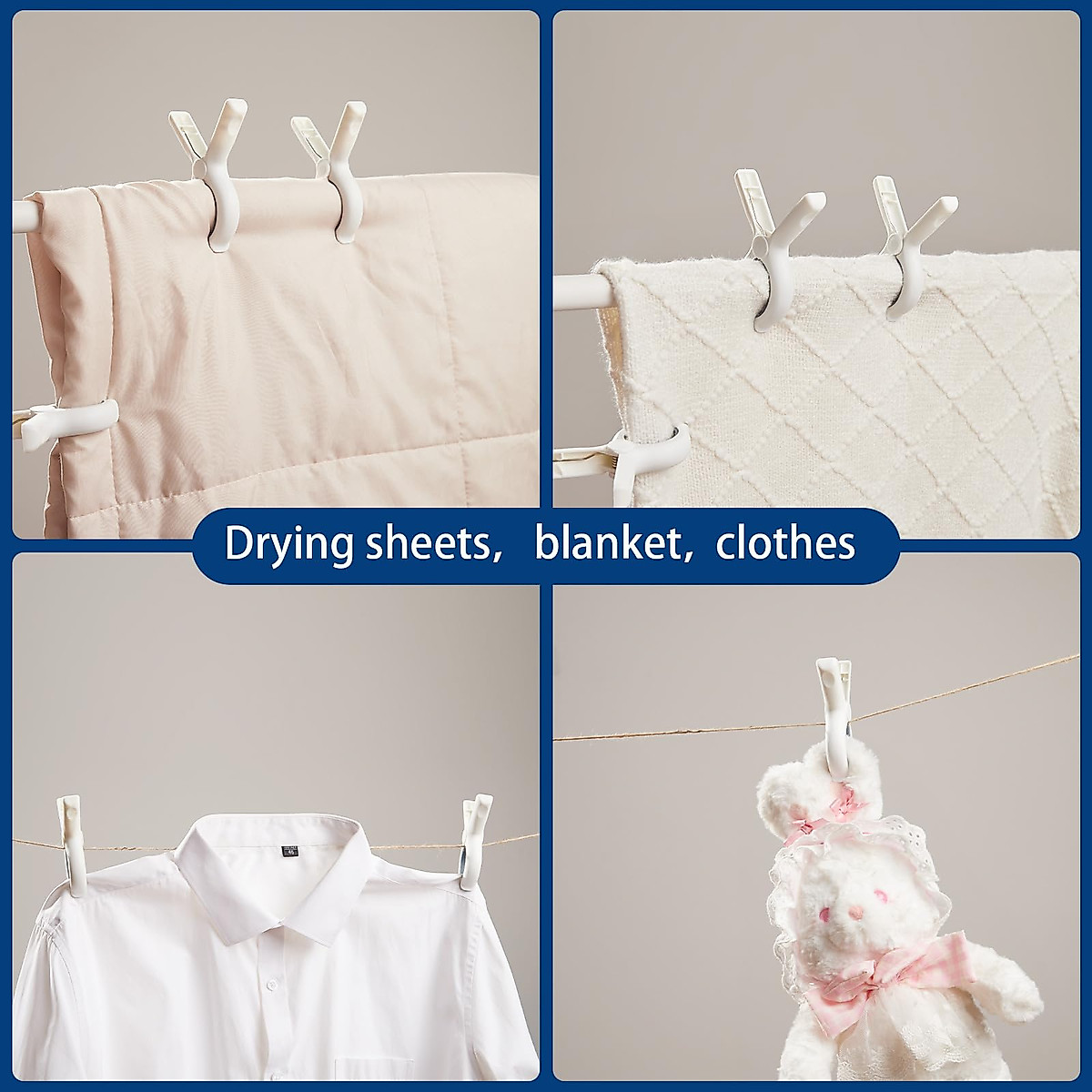 12 Pack Beach Towel Clips,Heavy-Duty Plastic Clothes Pins,Quilt Drying Clips,Windproof Clothes Clips,Keep Your Towel,Clothes,Blankets to Dry on Clothesline and Hanging Rack