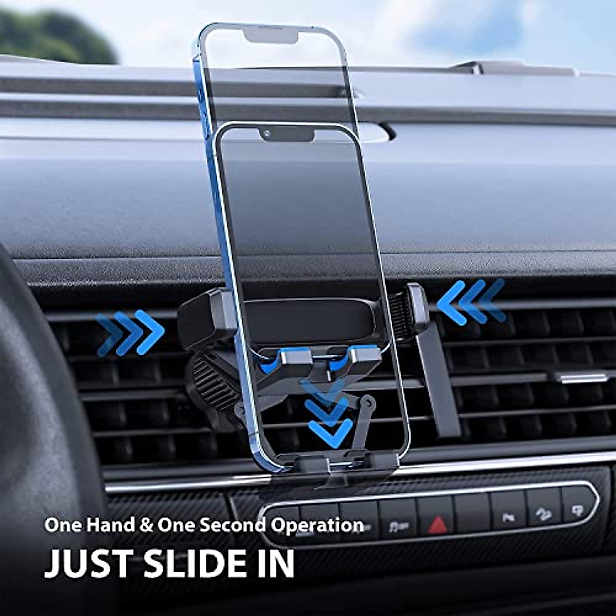 Phone Mount for Car Phone Holder [Upgraded Metal Hook Clip] Gravity Phone Holder Car Mount for iPhone Air Vent Clip Auto Lock Car Cell Phone Holder Mount Cradle in Vehicle Fit for Smartphone
