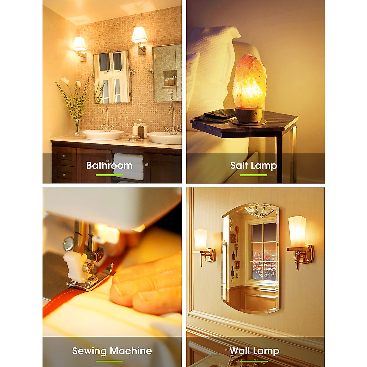 LOHAS LED C7 S6 Night Light Bulb, 15 Watt Light Bulbs Equivalent(1.5W), Mini LED Bulb Candelabra E12 Base, Soft/Warm White 3000K LED, Small Light for Bedroom Salt Lamp(6 PACK)