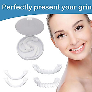 Denture Teeth Temporary Fake Teeth Snap On Top and Bottom Teeth for Men and Women, Cover The Imperfect Teeth,Fix Confident Smile