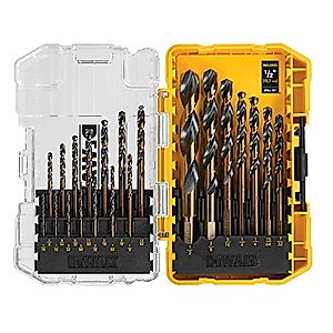 DEWALT Drill Bit Set, 21-Piece, 135 Degree Split Point, 31 Degree Helix, Black Oxide Coated, For Plastic, Wood and Metal (DWA1181)