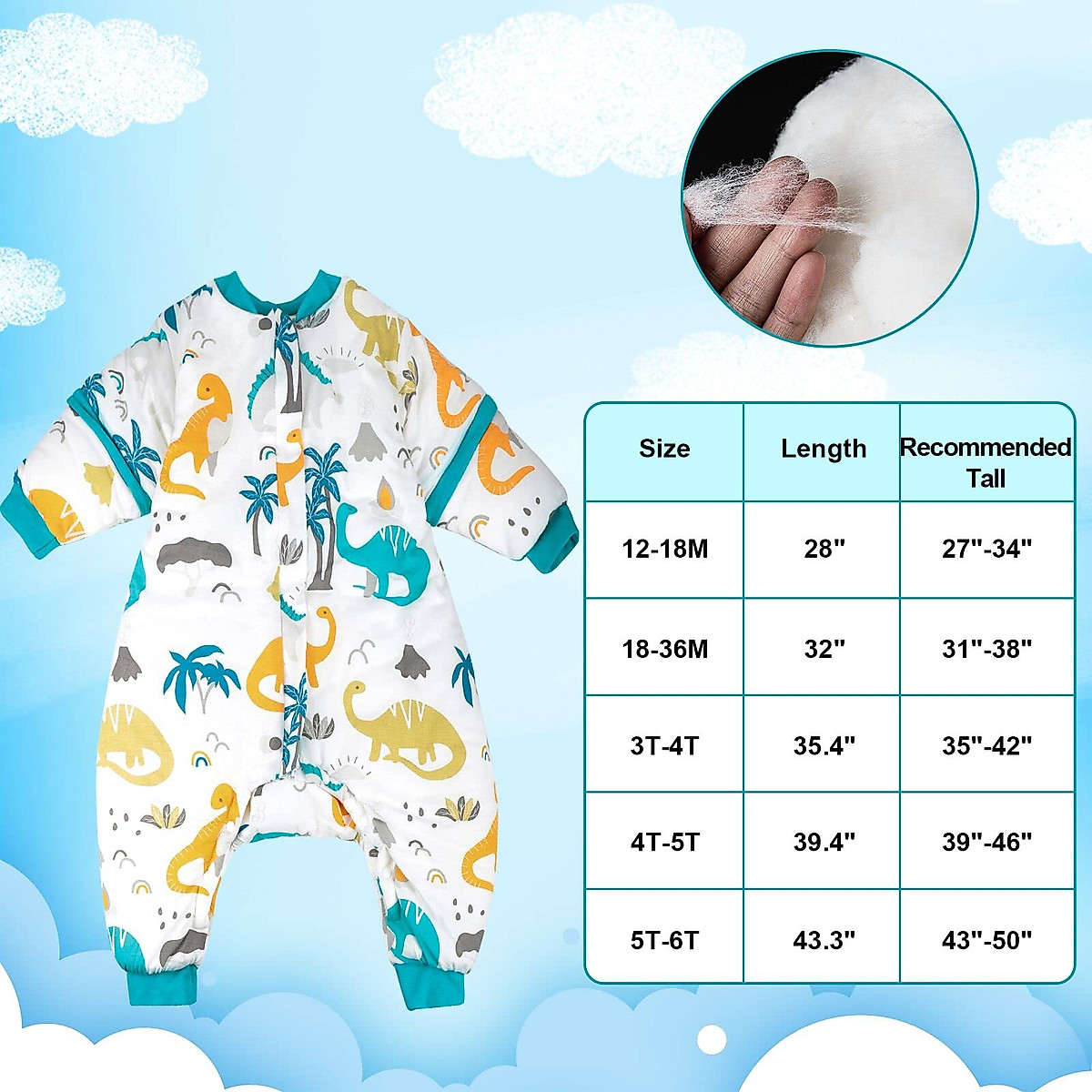 MooMoo Baby Sleep Sack Toddler Sleeping Sack with Feet Winter Toddler Wearable Blanket with Legs Thicken 3.5 Tog Girl 5T-6T