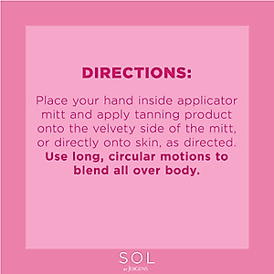 SOL by Jergens Self Tanner Applicator Mitt, Flawless, Streak-free Tanning Blender Glove, Sunless Tanning, Reusable Tanning Mitt Protects Hands, All Skin Tone