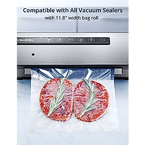 Vacuum Sealer Bags Rolls, 11.8 inches x 118 inches Roll 2 Pack Voweek Food Vacuum Sealer Bag with Food Preservation, Great for Vac Storage Freezer & Sous Vide Vacuum Sealer Bags for Food