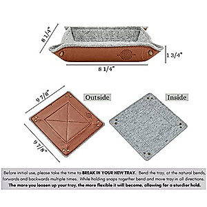 Leather Valet Tray for Men and Catchall Tray | Leather Tray w/Charger Slot | Mens Valet Tray | Catch All Tray w/Felt Interior | Leather Catchall Key Tray | EDC Tray for Men and Everyday Carry Tray