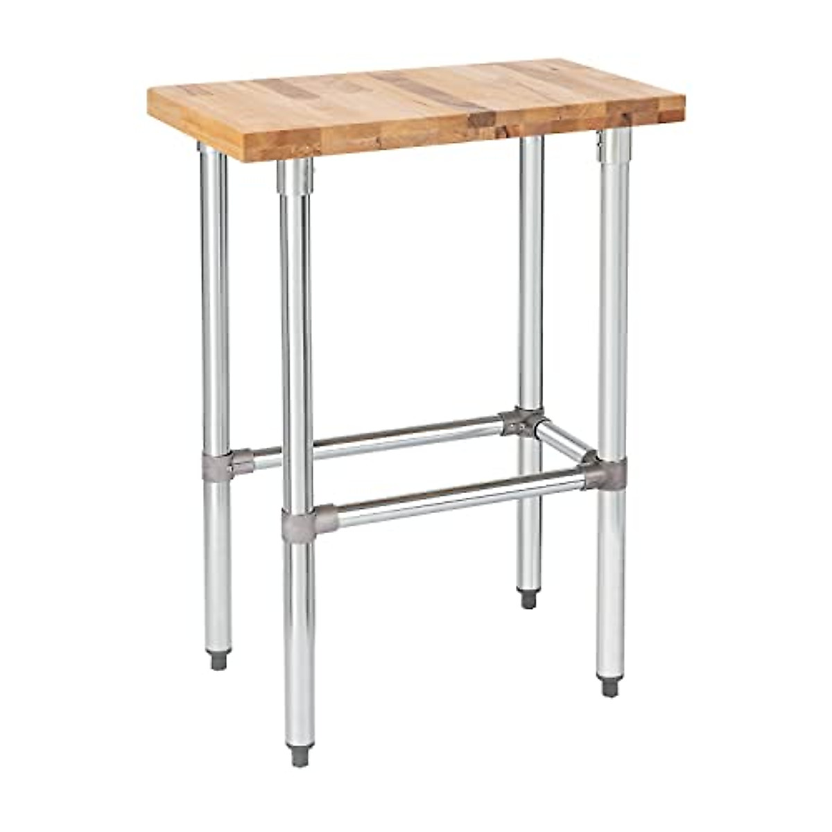 DuraSteel US Maple Top Work Table - 24 x 12 x 35 Inch Commercial Butcher Block Wooden Workbench with Open Base Stabilizing Leg Cross Braces - Fits Restaurant, Warehouse, Home, Kitchen, Garage