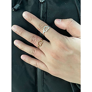 Love Heart Rings for 2 Geometric Best Friend BFF Love Promise Statement Rings for Women Men Friendship Gift Jewelry Christmas (Gold 2)