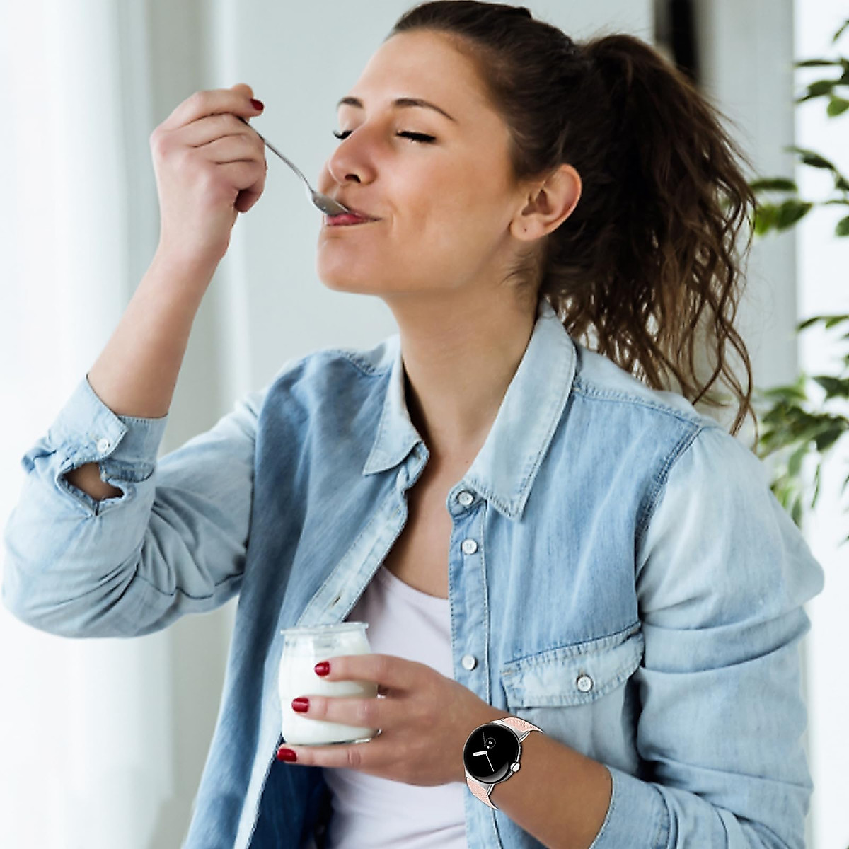 2 Pack Stretchy Nylon Compatible for Google Pixel Watch 2 /Pixel Watch Band, Replacement Soft Braided Sport Elastic Wristbands Accessories Women Men Straps for Pixel Watch 2/1,Pink+Wine