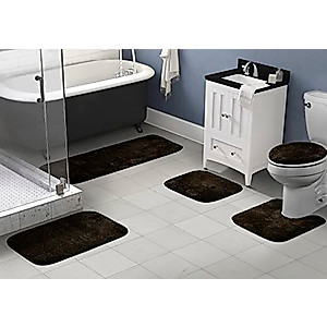 Garland Rug Traditional Plush 5 Piece Nylon Washable Bathroom Rug Set Chocolate