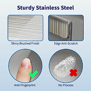 IIIOIIIA Stove Top Magnetic Shelf for Kitchen Organization, 30" Magnetic Spice Rack Over The Stove, 4" Deep Spice Organizer with Border All Around, Brushed Stainless, Silver