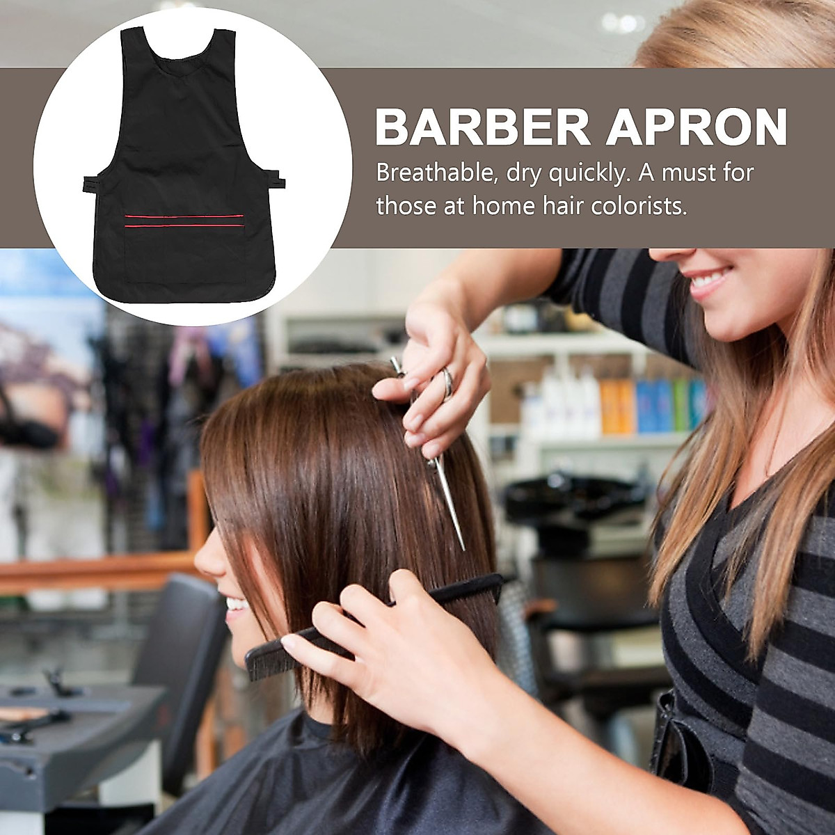 Milisten Hairdresser Apron Salon Aprons Waiters Sleeveless Workwear Vest Black