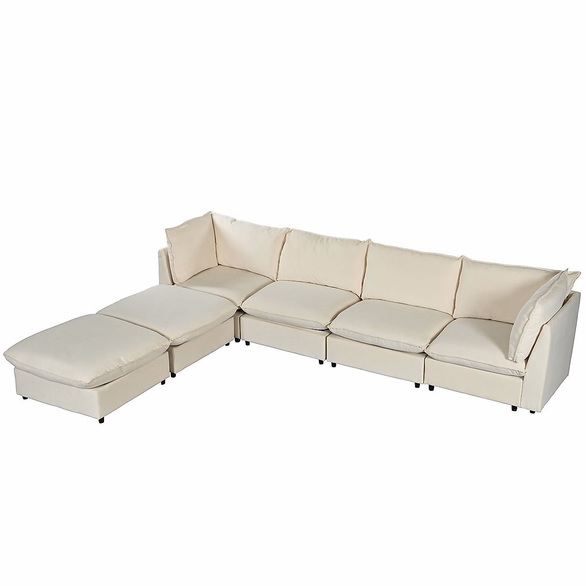 Merax 136.6" Large U-Shape L-Shape Sectional Sofa with 2 Chaise and Removable Ottomans for Living Room,Beige