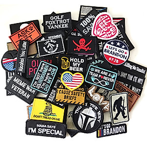TXSN 12PCS Random Tactical Morale Patches Bundle, Full Embroidery Loop and Hook Fasten Patches Set for Caps, Bags, Backpacks, Harness, Vest, Military Uniforms,Tactical Gears Etc
