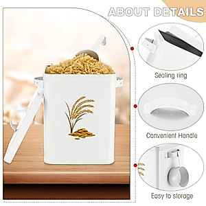 Hushee 2 Sets Metal Rice Storage Container Square Rice Container with Lid for Flour Bean Grain Cereal Pet Food(1.5 Gallon)