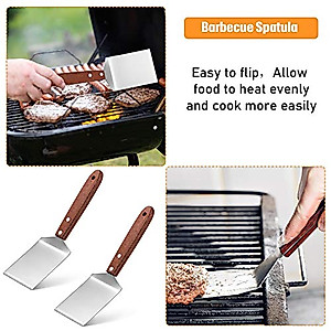 2 Pieces Small Brownie Cookie Spatula Metal Stainless Steel Spatula with Wooden Handle Heavy Duty Spatula for Kitchen Cooking Chef Baking Scraper Turner, 2.5 x 8.2 Inch1