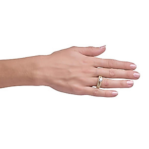 AVORA 10K Yellow Gold 1 Carat Simulated Diamond CZ Pave Split Shank Engagement Wedding Anniversary Ring - Size 7