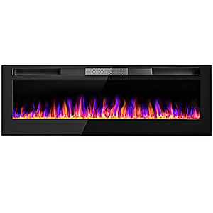 36" Inch Electric Fireplace in-Wall Recessed and Wall Mounted Fireplace,Linear Fireplace with Multicolor Flame,Ultra-Thin Fireplace Heater,Touch Control Panel,Timer,Remote Control, 750/1500W