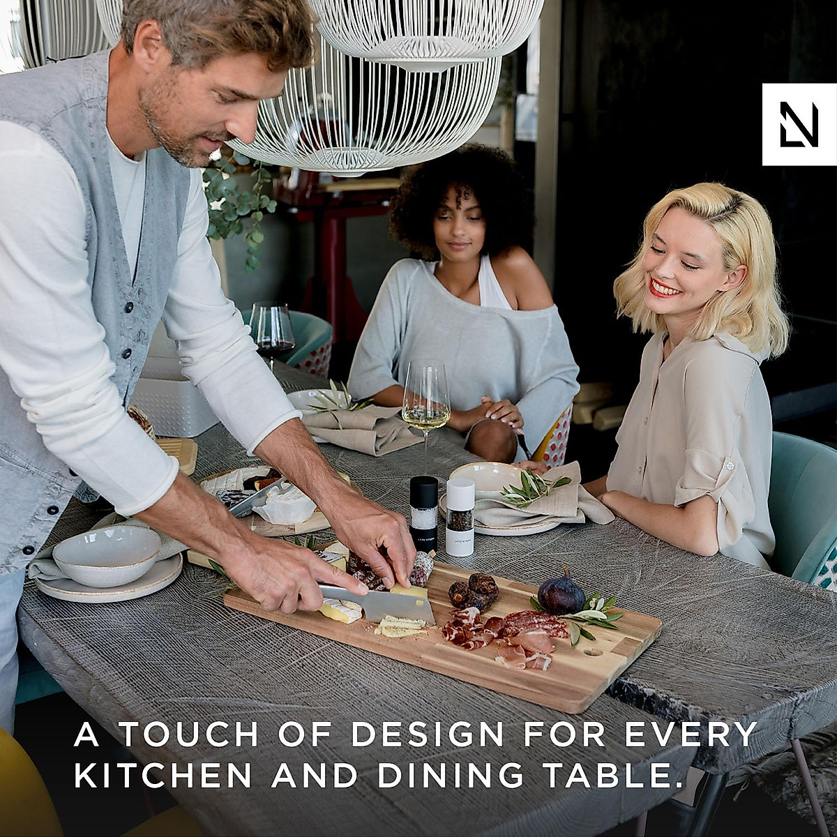 LARS NYSØM Salt and Pepper Grinder Set I Salt and Pepper Mills with Adjustable Ceramic Grinder 2 pieces I Manual Design Spice Mill Set (Sky Blue)