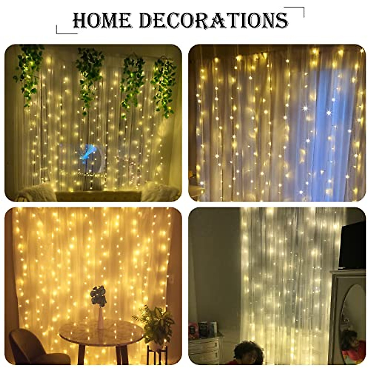 White Backdrop Curtains with Lights String for Wedding Parties 10×10ft Sheer Tulle Backdrop Curtain for Bridal Shower Baby Shower Birthday Party Photo Shoot Background Decorations(2 Panels 10ft×10ft)