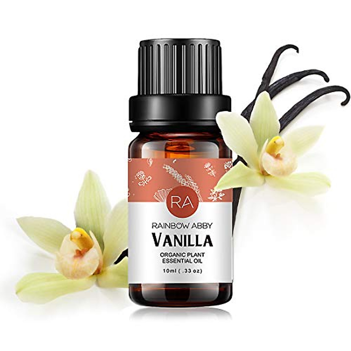Rainbow Abby Vanilla Essential Oil 100% Pure Organic Plant Natural Flower Essential Oil for Diffuser, Message, Skin Care, Sleep - 10ML