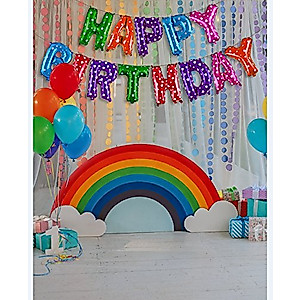 Treasures Gifted Rainbow Happy Birthday Balloons Letters - Happy Birthday Balloon Banner - Metallic Happy Birthday Foil Balloons - Happy Birthday Mylar Balloons, Foil Letter Balloons, 16 Inch