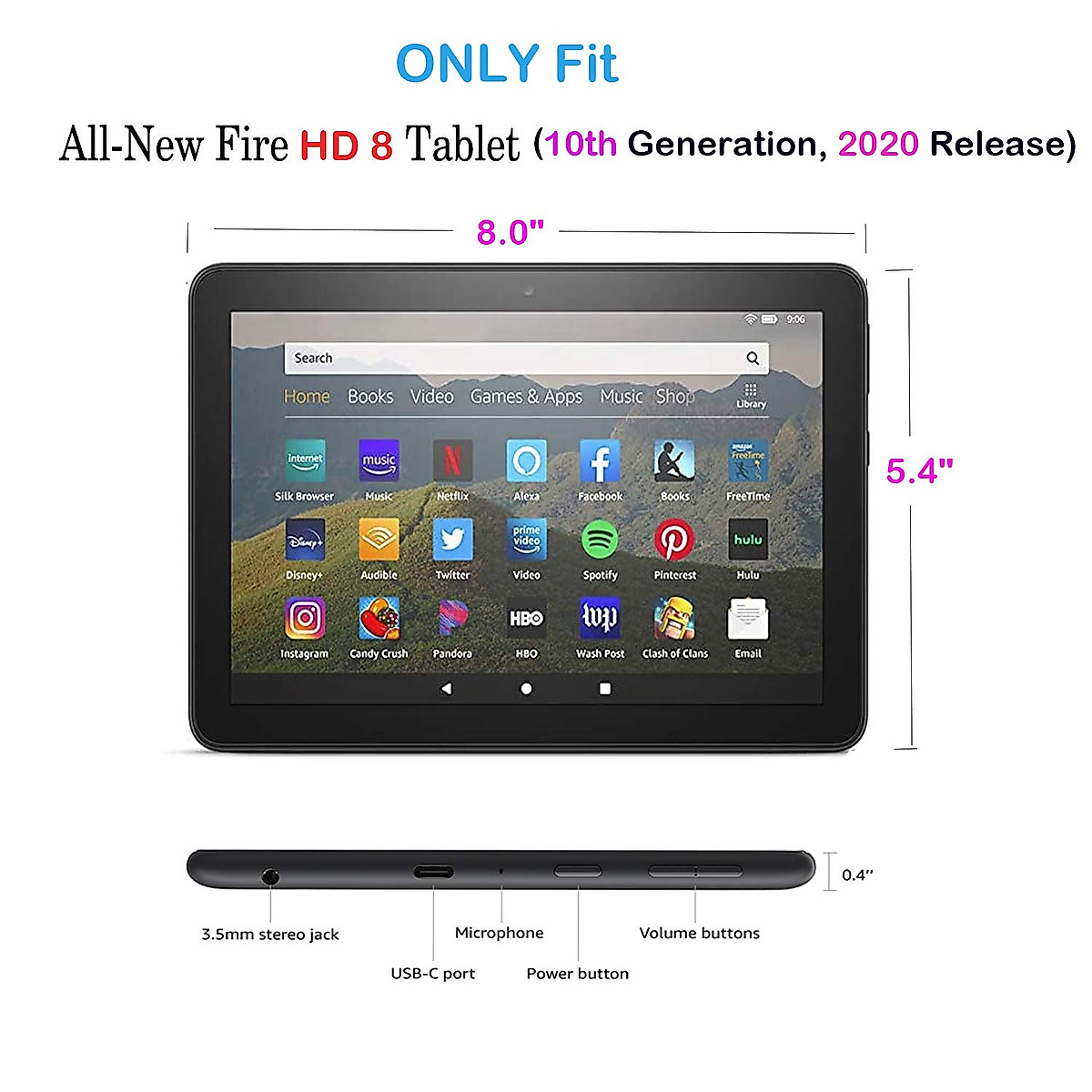 Fire HD 8 Case, Fire HD 8 Tablet Case for Kids,(12th/10th Gen,2022/2020 Release),Lightweight Shockproof Kid-Proof Cover with Stand Kids Case for Fire HD 8 Plus Tablet & Fire HD 8 Kids Pro Tablet.Rose