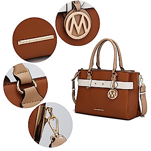 MKF Collection Satchel Bag for Women, Vegan Leather Crossbody Shoulder Handbag Top Handle Purse