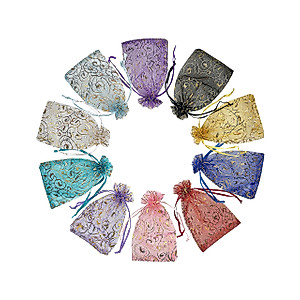 Jexila 100PCS Rainbow Organza Bags 4x6 inch for Jewelry Drawstring Mesh Gift Bags for Wedding Party Favor Pouches Christmas Bags (Eyelash Rainbow)