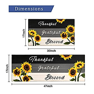 wuvutu Sunflower Kitchen Rugs - Kitchen Mat Set of 2, Sunflower Decor Sunflower Rugs for Kitchen, Farmhouse Kitchen Rugs, Country Sunflower Kitchen Decor Accessories Things - Sunflower Rugs and Mats