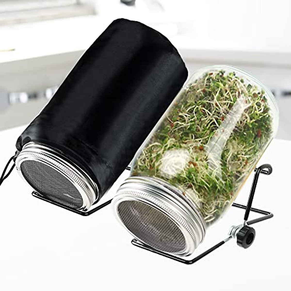 12Pcs Kratky Blackout Sleeves for Ball Mason Jars 32 Oz, Black Wide Mouth Mason Jar Grow Cover, Hydroponic Container Sheath, Sprouting Jars Sleeves for Help Plants Grow Healthily of Kratky