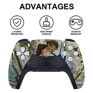 Personalized Custom Skin for PS5 Console Controller with Photos Pictures Customized Stickers Compatible with PS5 Digital Version and Disc Version
