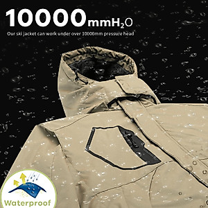 WULFUL Men's Waterproof Ski Jacket Warm Winter Snow Coat Mountain Windbreaker Hooded Raincoat