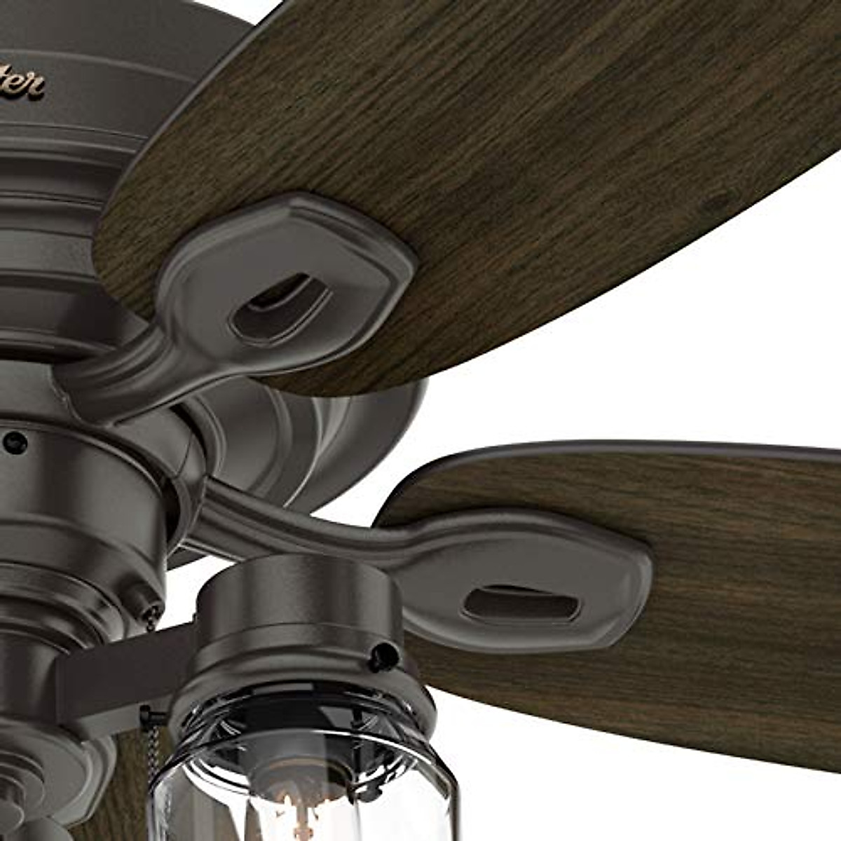 Hunter Fan 52 inch Casual Noble Bronze Indoor Ceiling Fan with Light Kit and Pull Chain (Renewed)