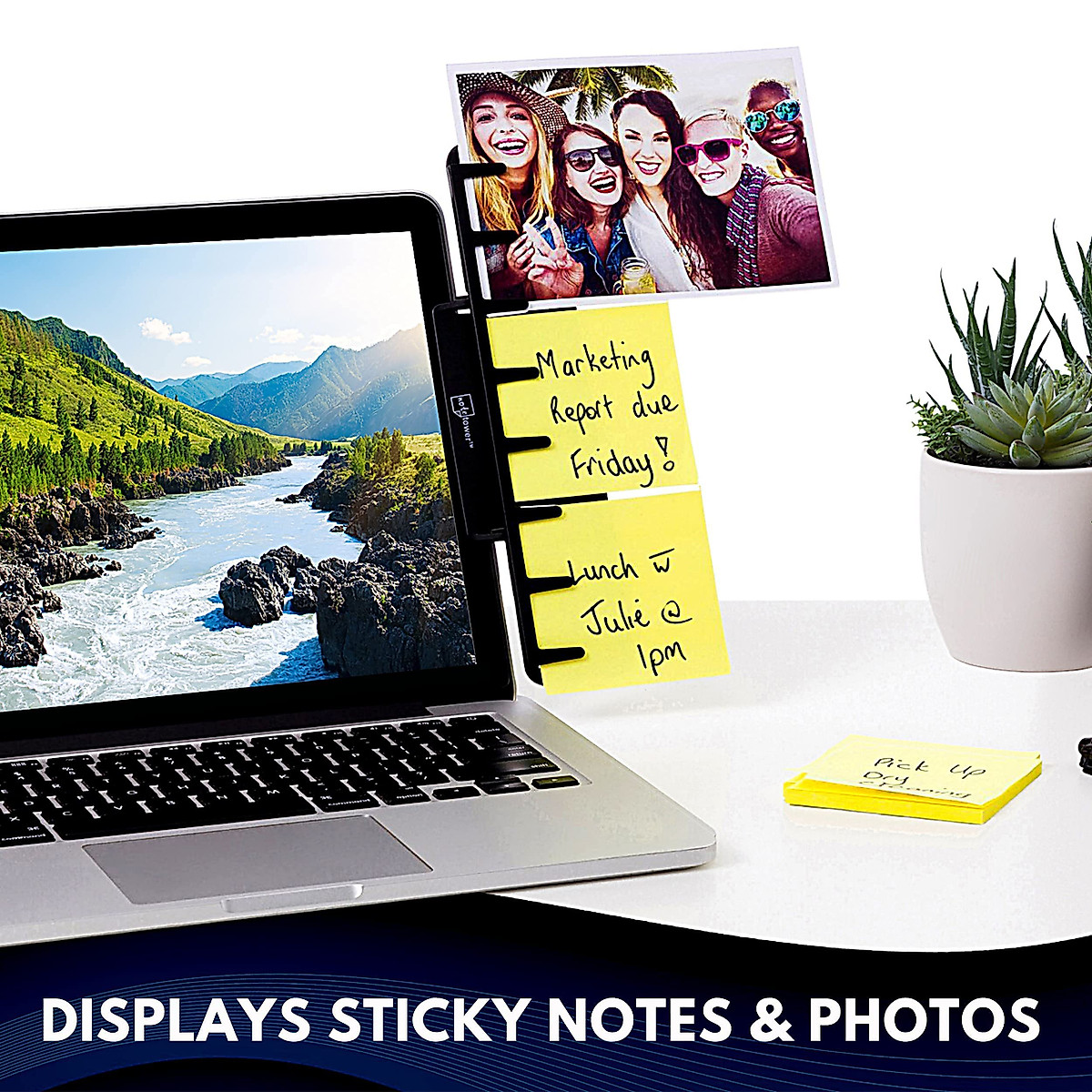 Note Tower Monitor Document Paper Holder for Typing - Sticky Note Organizer - Mounts to Laptops & Desktop Monitors, Reduces Eye and Neck Strain - Black