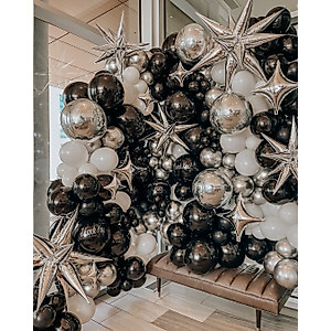 CYMYLAR 3pcs 26inch 3D Explosion Star foil balloon, Silver Foil Cone Starburst Balloons for Birthday Wedding New Year Party Event