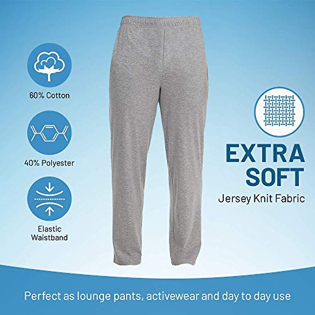 JMR Men's Fleece Sweatpants and Jogger Pants with Side Pockets for Winter Cycling, Gym Training, or Everyday Use (Navy, 2X-Large)