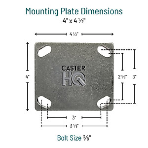 6" X 2" Heavy Duty Caster Set of 4-2 Swivel Casters and 2 Rigid Casters - 3600 lbs Per Set of 4 - (4 Pack) - Dark red Polyurethane on Black Polyolefin Core - CasterHQ Brand Casters